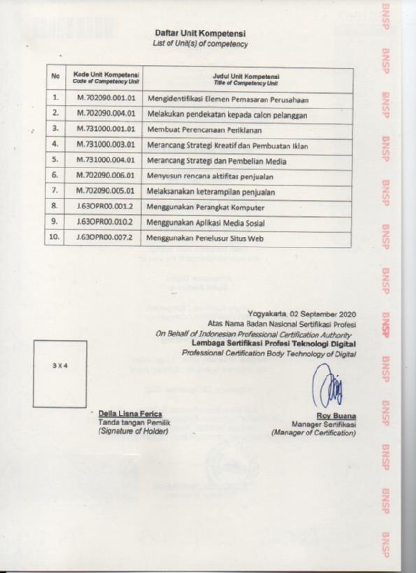 Lembaga Sertifikasi Profesi terlisensi BNSP - LSP Teknologi Digital