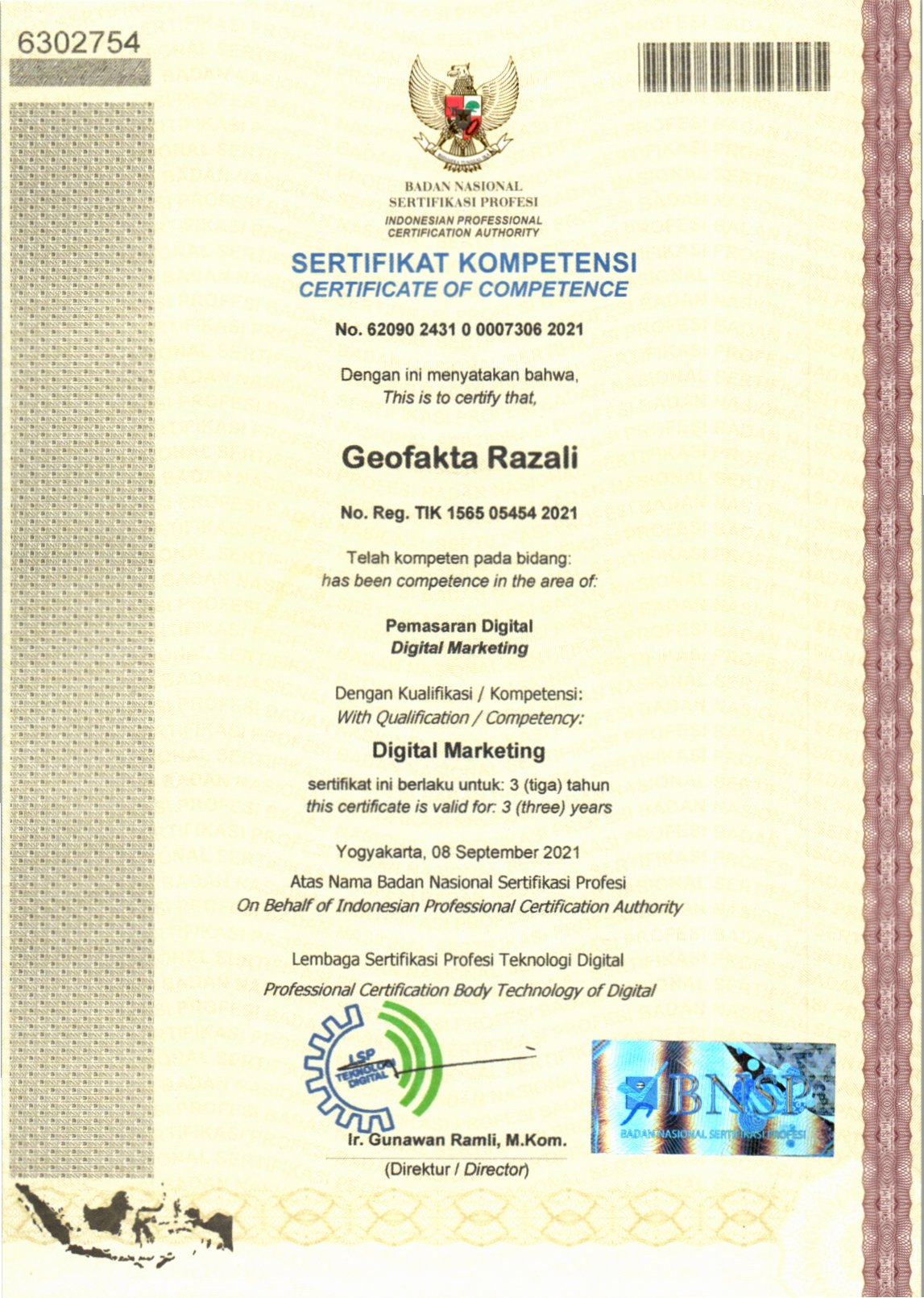 Lembaga Sertifikasi Profesi terlisensi BNSP - LSP Teknologi Digital