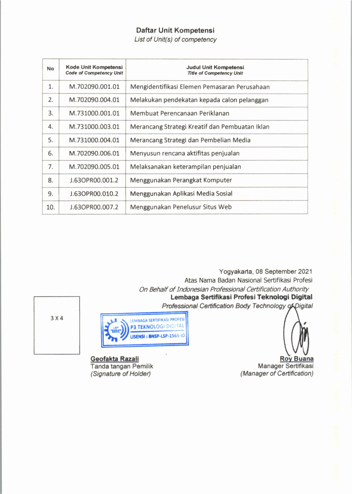 Lembaga Sertifikasi Profesi terlisensi BNSP - LSP Teknologi Digital